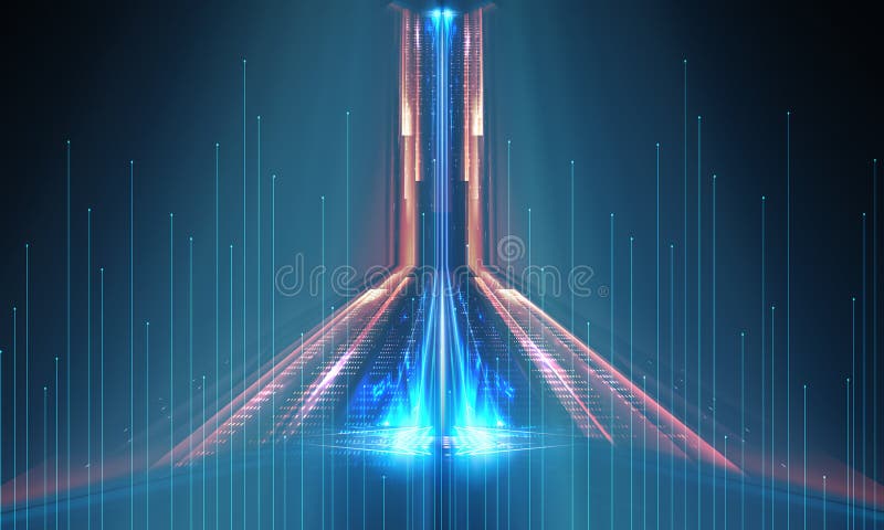 Futuristic Fractal Digital Science Technology Background. Smooth Lines ...