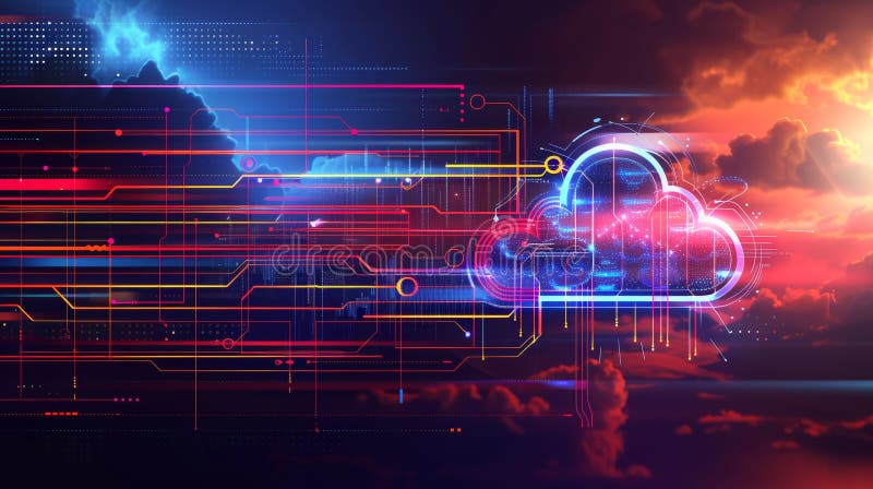 Futuristic Frame Border Background with Cloud Computing Concept and ...