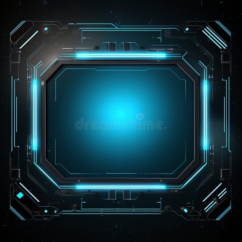 Futuristic Frame with Neon Lights on a Black Background Stock ...