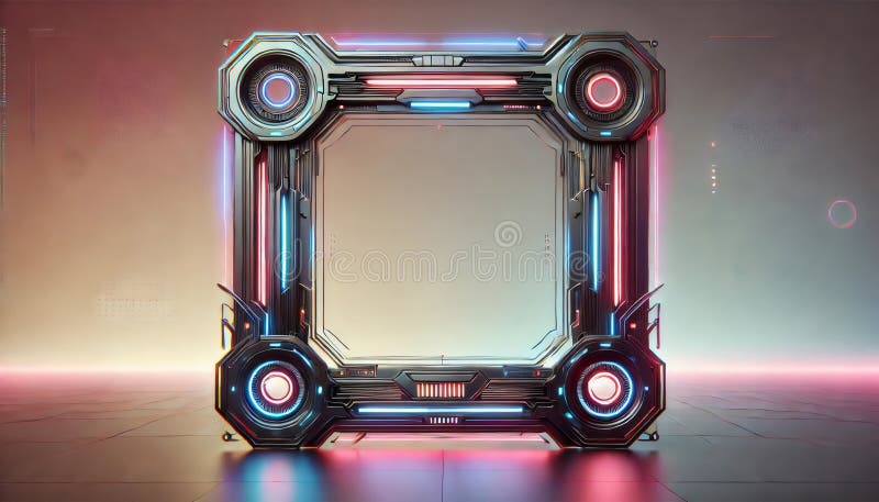 Futuristic Frame Glowing with Neon Lights in a High Tech Environment ...
