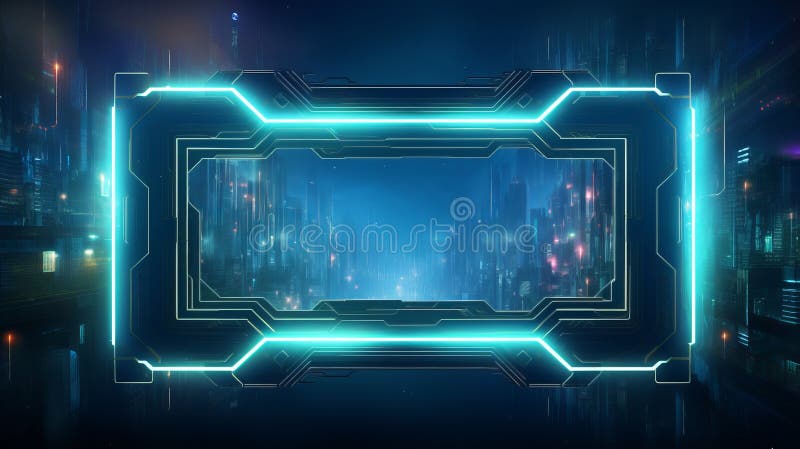 Futuristic Frame with Glowing Edges Tech Border Design Mockup Stock ...