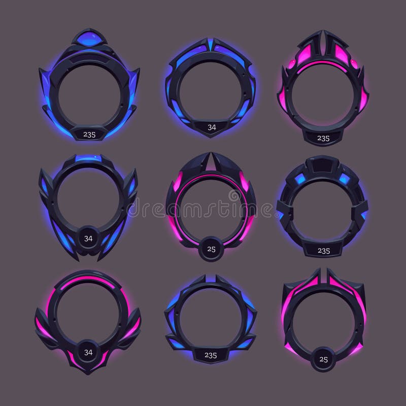 Futuristic Frames for Game Avatar with Grade Stock Vector ...