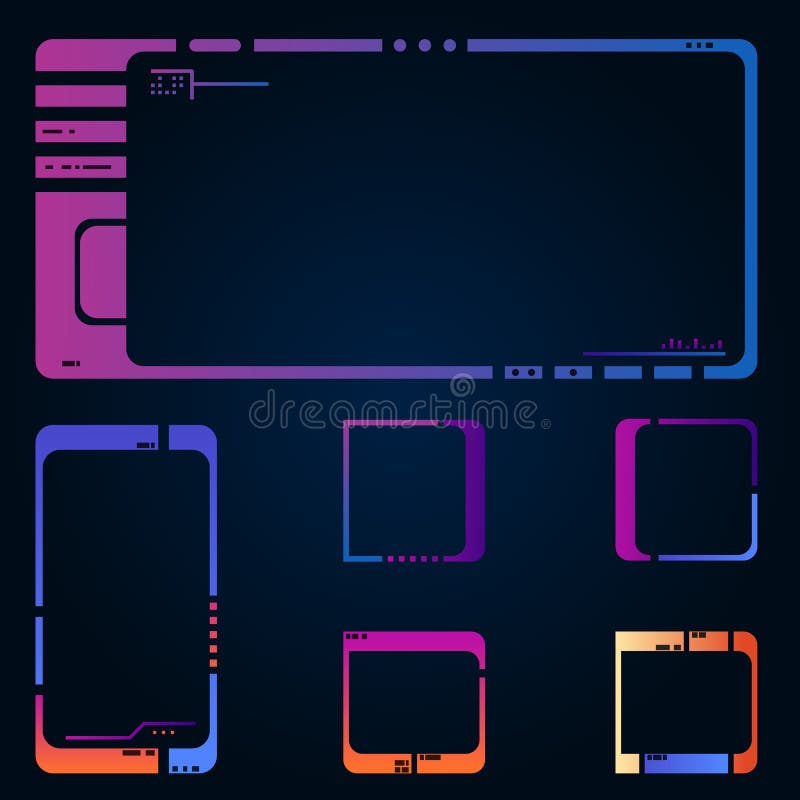 Retro Futuristic Interface Elements Stock Vector - Illustration of ship ...