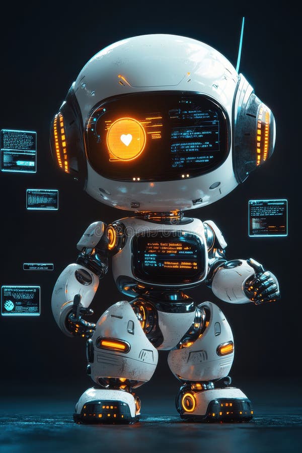 Futuristic Robot Glowing Orange Panels Stock Photos - Free & Royalty ...