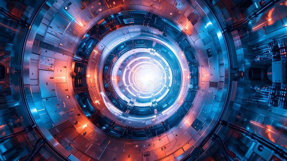 Futuristic Fusion Reactor Prototype with Glowing Core in Sci-Fi Setting ...