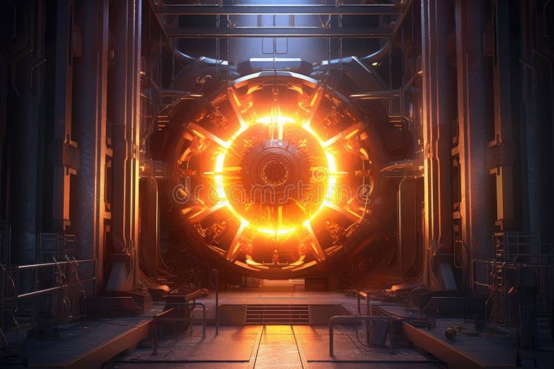 Futuristic Fusion Reactor with Vibrant Plasma Core Stock Illustration ...