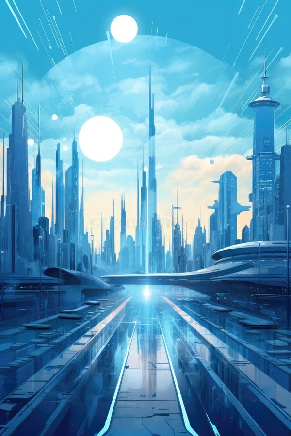 Futuristic Future City Scape AI Generated Stock Photo - Image of ...