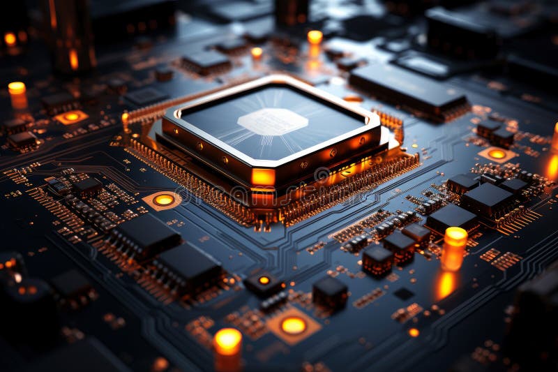 Futuristic Future Motherboard Design with CPU Socket, Microchips ...