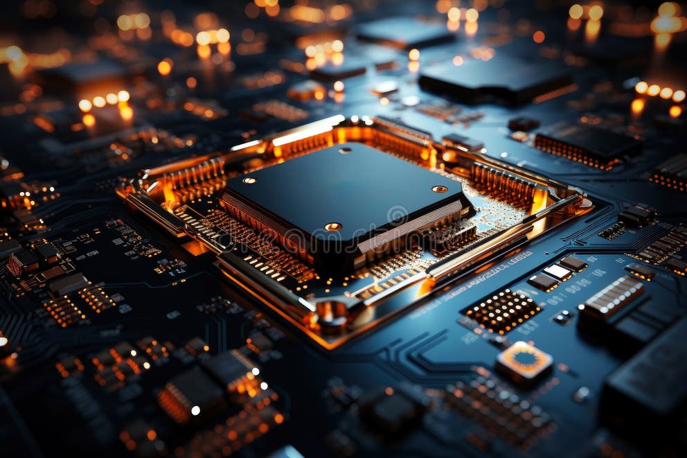 Futuristic Future Motherboard Design with CPU Socket, Microchips ...