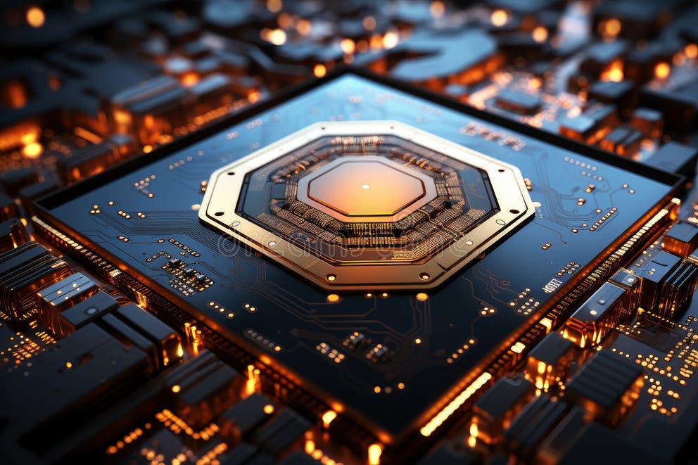 Futuristic Future Motherboard Design with CPU Socket, Microchips ...