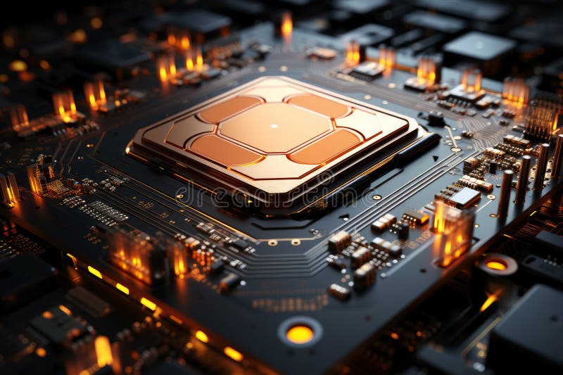 Futuristic Future Motherboard Design with CPU Socket, Microchips ...