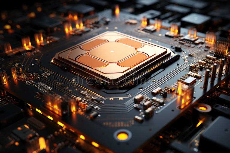 Futuristic Future Motherboard Design with CPU Socket, Microchips ...