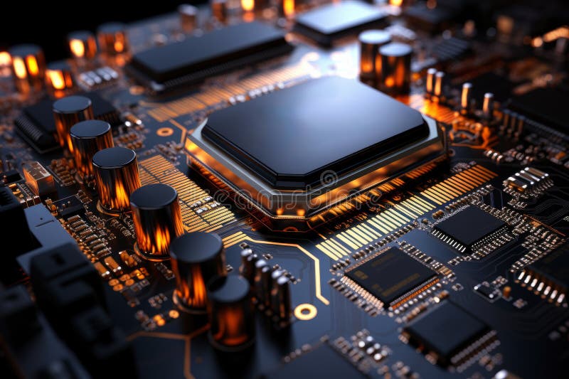 Futuristic Future Motherboard Design with CPU Socket, Microchips ...