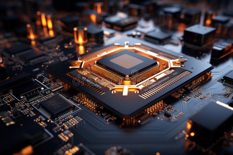 Futuristic Future Motherboard Design with CPU Socket, Microchips ...