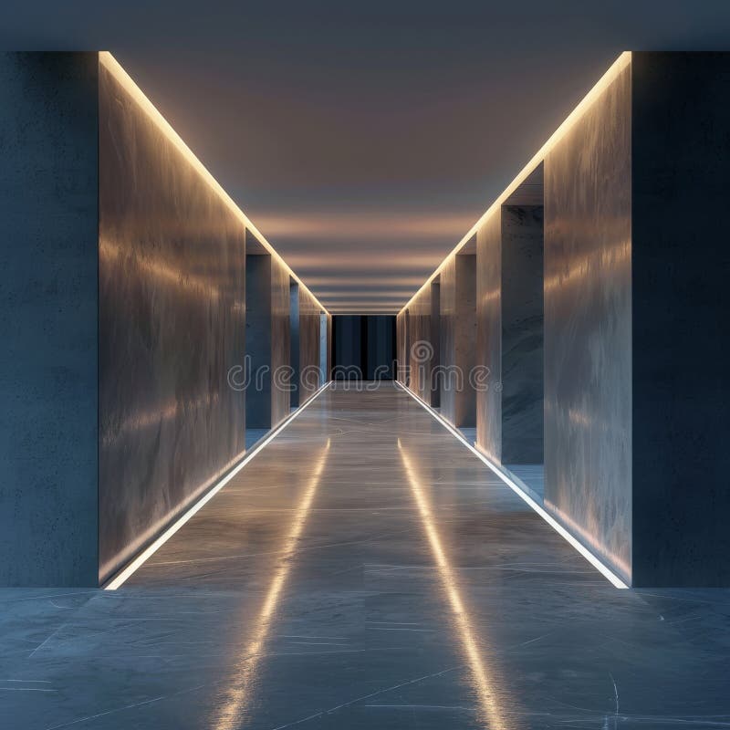 Futuristic Futuristic Corridor with Glowing Lights. 3d ...