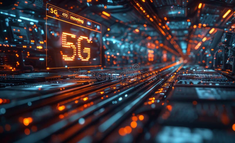 Futuristic 5G Network Infrastructure with Glowing Digital Interface and ...