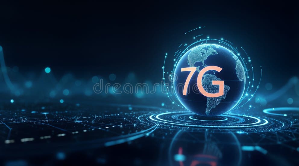 Futuristic 7G Network Technology Globe Visualization with Digital Earth ...