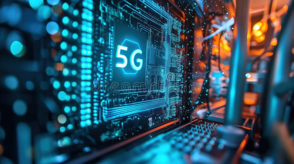 Futuristic 5g Processor Integrating into Complex Circuitry, Enhancing ...