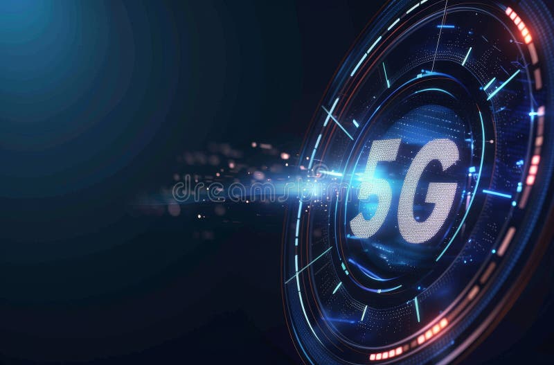 Futuristic 5G Speedometer with Blue Glowing Light Effects Showcasing ...