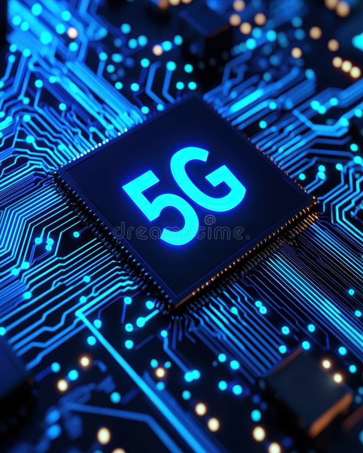 Futuristic 5G Technology High Res Circuit Board Close Up Stock ...
