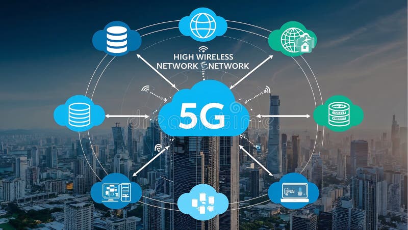 Futuristic 5G Wireless Network with High Speed Internet Connection ...