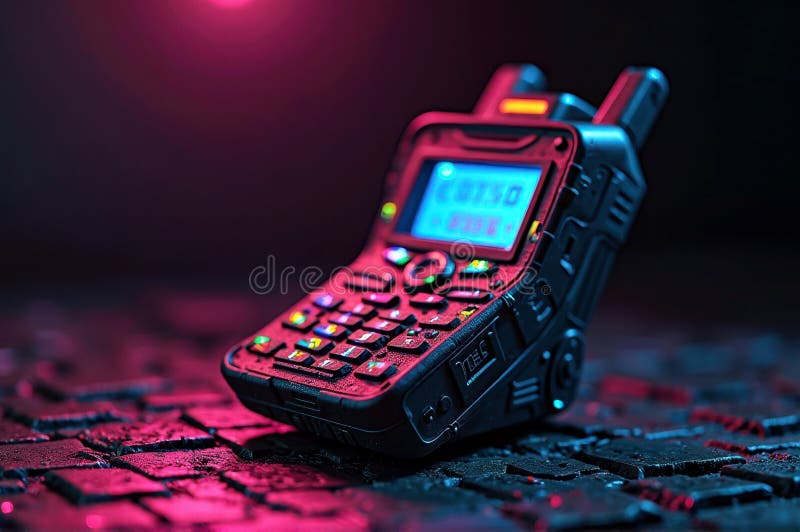 Futuristic Gadget with Neon Lighting on Textured Surface Stock Photo ...