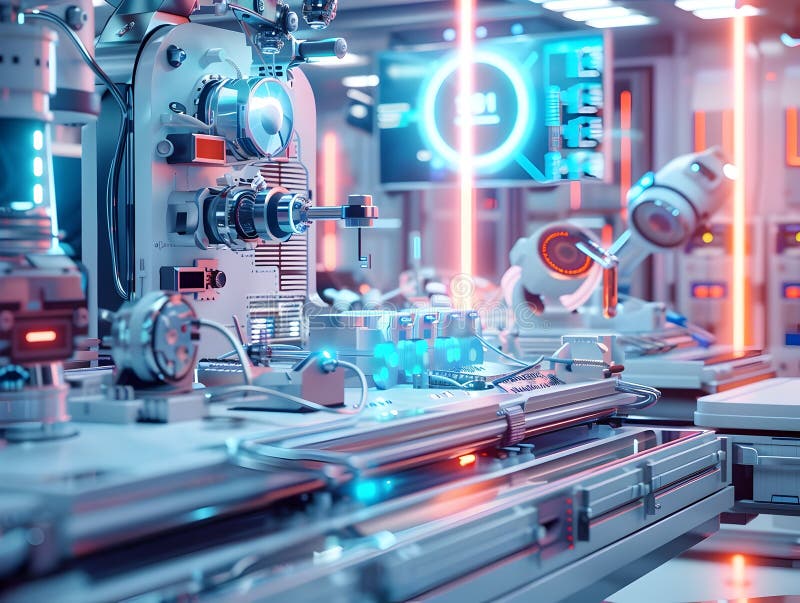 Futuristic Gadgets and Advanced in Sleek Retrofuturistic Laboratory ...