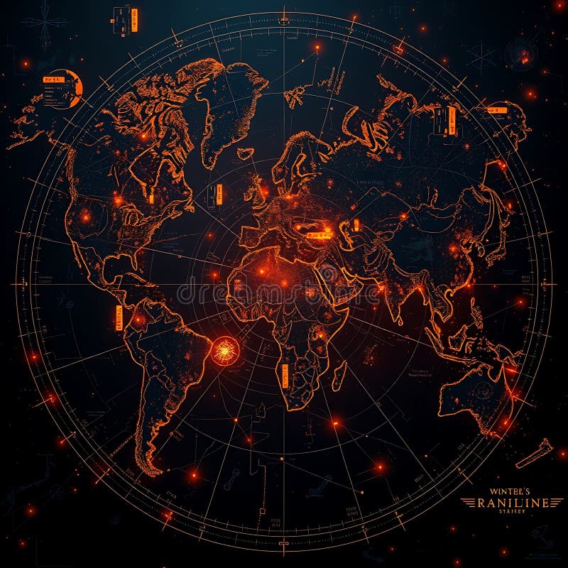 A Futuristic Galactic Map with Glowing Patterns and Data Points Stock ...
