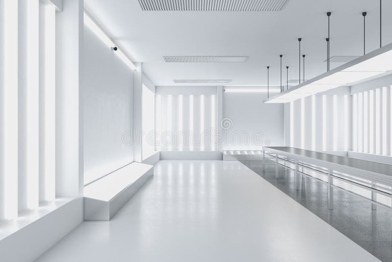 Futuristic Gallery Interior Stock Illustration - Illustration of ...