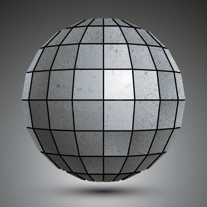 Galvanized Facet 3d Sphere, Grayscale Abstract Object. Stock Vector ...