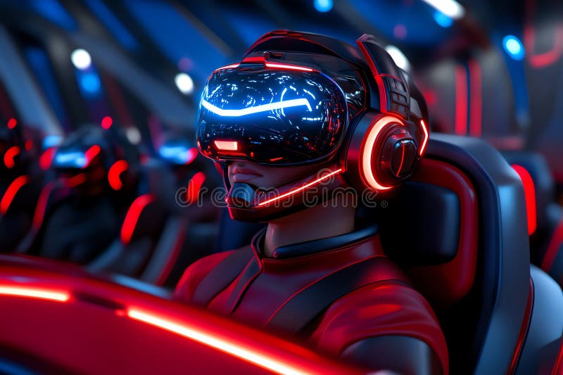 Futuristic Gamer Experiencing Immersive Virtual Reality with Advanced ...