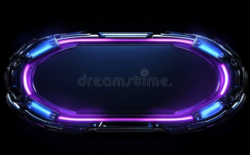 A Futuristic Gaming Arena Backdrop with Glowing Purple and Blue Light ...