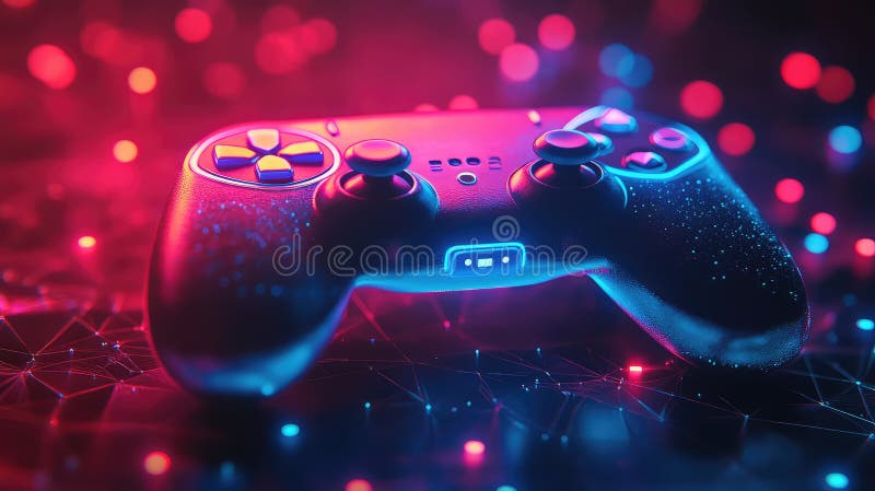 Futuristic Gaming Controller Illuminated by Neon Lights, High-Tech ...