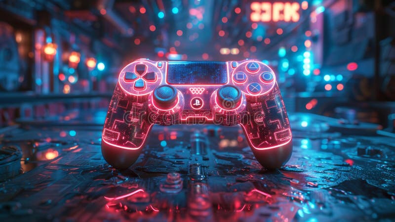 Futuristic Gaming Controller in Neon Cyberpunk Style, Generative AI Stock Image - Image of ...