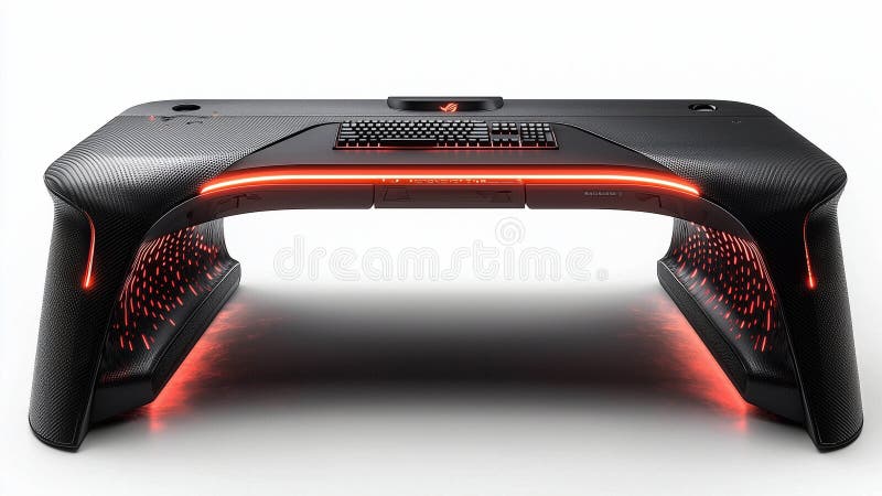 Futuristic Gaming Desks with Integrated Lighting Stock Illustration ...