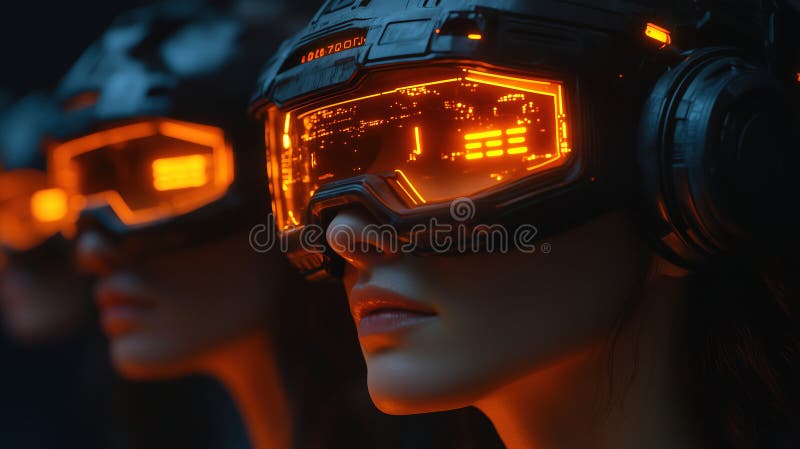 Futuristic Gaming Experience with Illuminated Headsets in a Virtual ...
