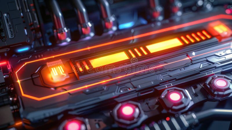 Futuristic Sci-Fi Gaming Interface: Neon Lit Energy Restoration ...