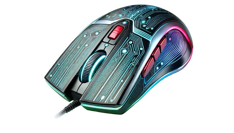 Futuristic Gaming Mouse with LED Lighting Stock Illustration ...