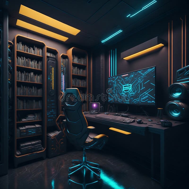 Gaming PC Room with Led Lights in Different Colors. Ai Generated ...