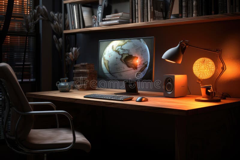 Futuristic Gaming Room with Monitors and Computers, 3d Rendering of a ...