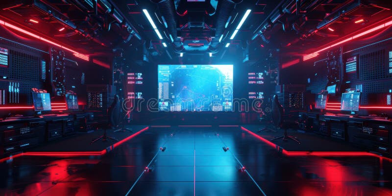 Futuristic Gaming Room with Neon Lights. Created by Generative ...