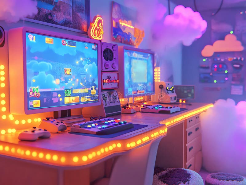 Cloud Gaming Setup Stock Illustrations – 171 Cloud Gaming Setup Stock ...