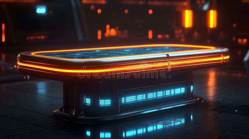 Futuristic Gaming Table stock illustration. Illustration of neon ...