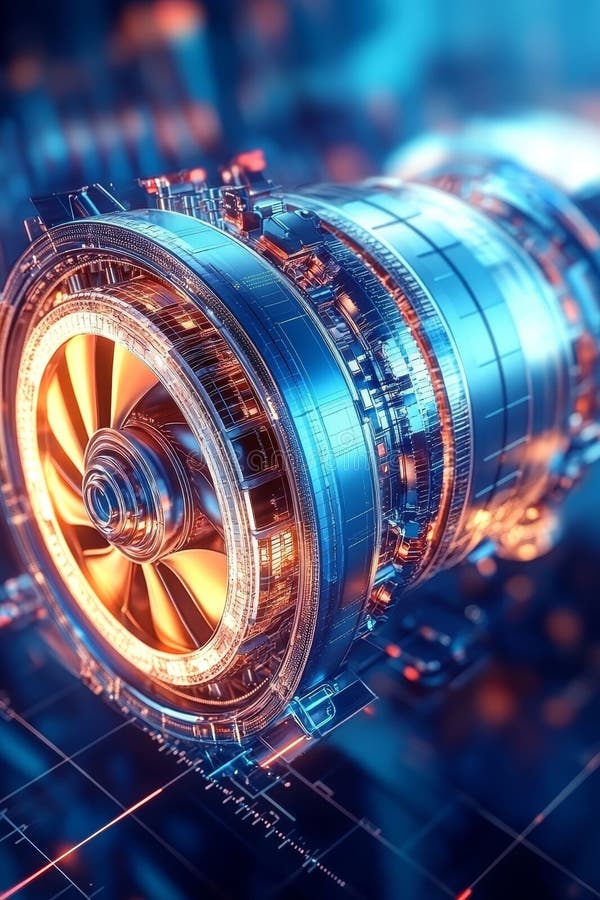 Futuristic Gas Turbine Engine, Industrial Power Generation Technology ...