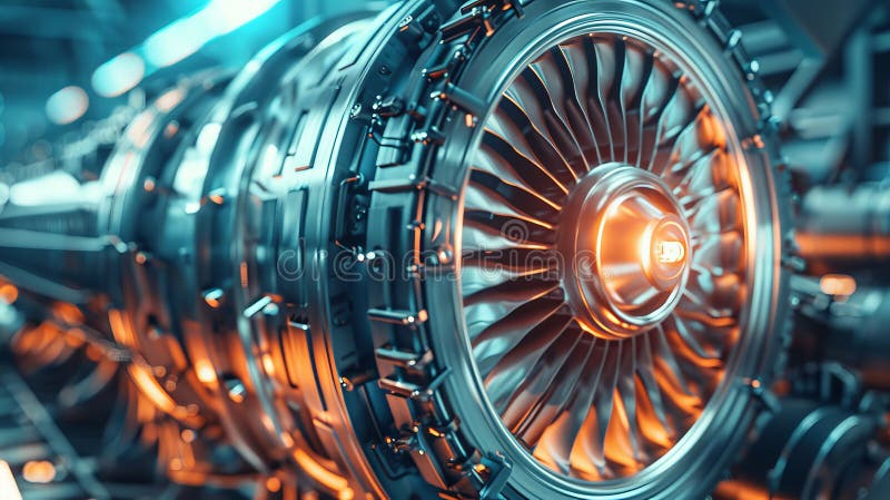 Futuristic Gas Turbine Engine in Industrial Setting, Engineering ...