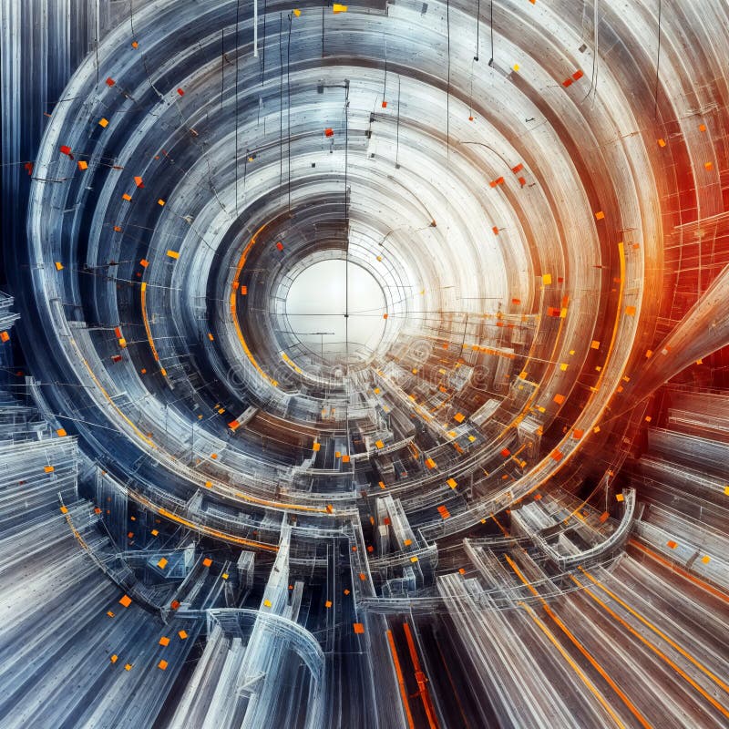 Futuristic Gateway: Circular Structure with Illuminated Orange Light ...