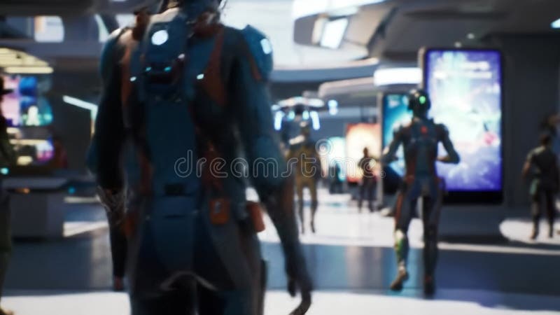 Futuristic Gathering in a High-tech Environment with Virtual Displays ...