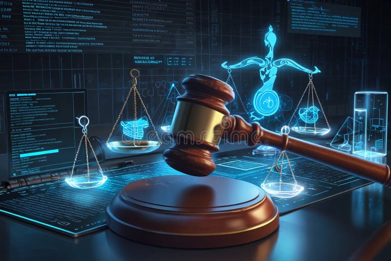 Futuristic Gavel Representing Digital Law and Technology Integration ...
