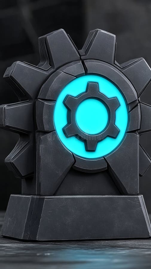 A Futuristic Gear Glowing Blue, Embodying Modern Technology and ...