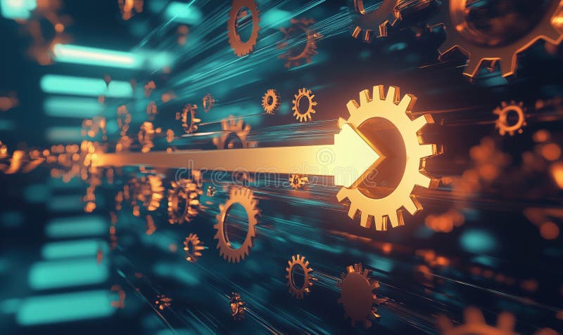 Futuristic Gears and Arrows Representing Technology and Innovation in ...